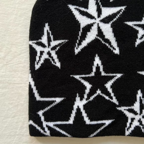 Accessories | Y2k 200s Grunge Punk Black And White Star Design Beanie ...